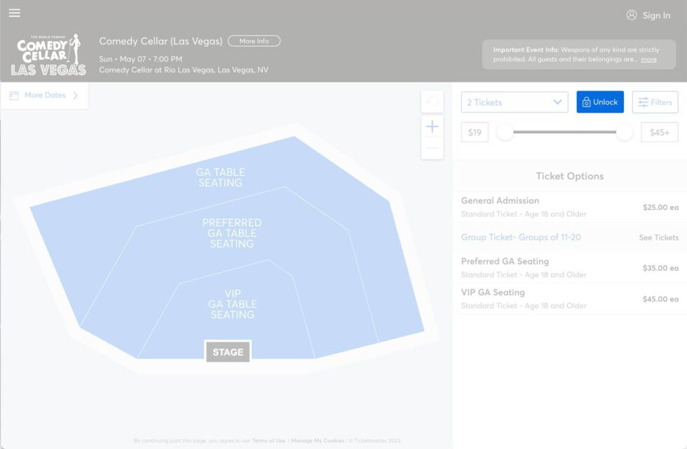 Ticketmaster Code - Comedy Cellar